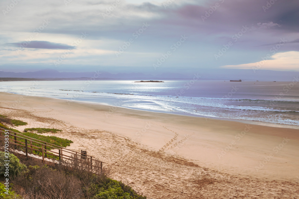 View of a beautiful misty sea from a view point on a beach in Mossel ...