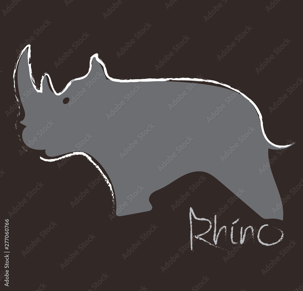 Rhino symbol, logo, sign cartoon art line design side view has word ...