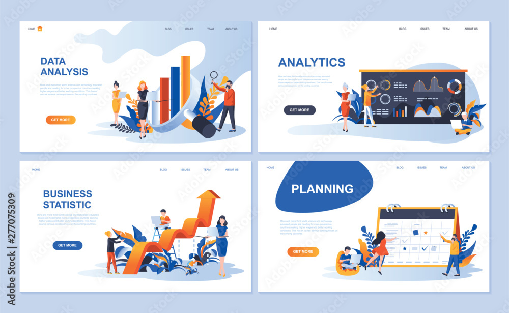 Set of landing page template for Data Analysis, Analytics, Business ...