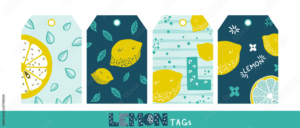 Fruits hand drawn labels. Lemon texture. Healthy and fresh citrus color ...