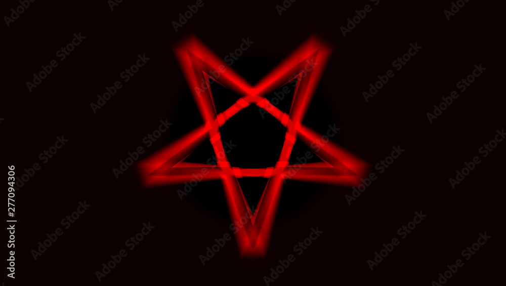 The Pentagram symbol, composed of five, straight lines to form a star ...