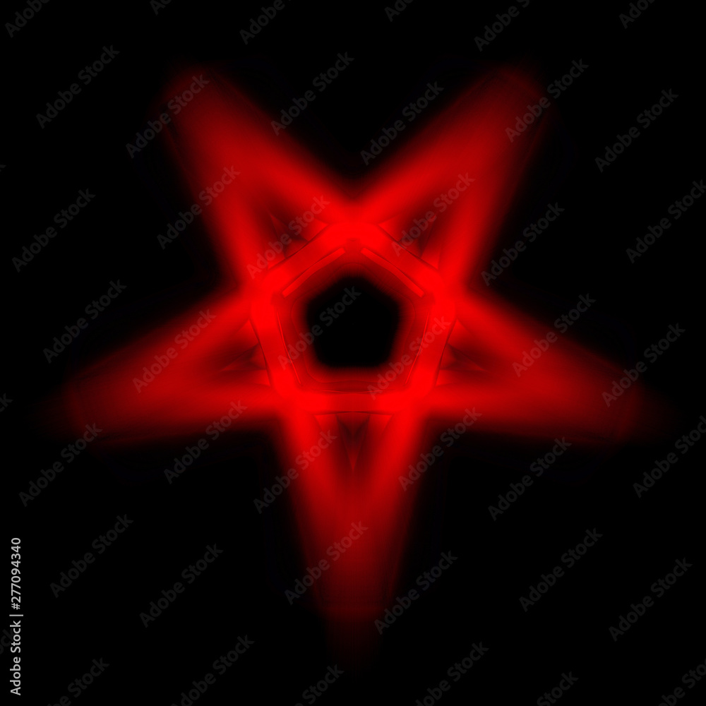 The Pentagram symbol, composed of five, straight lines to form a star ...