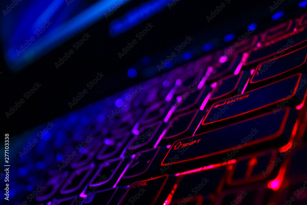 Backlight gaming keyboard with versatile color schemes Stock Photo ...