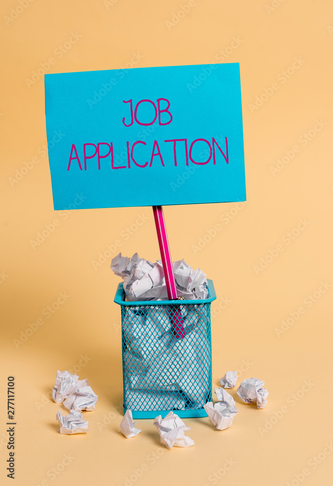 Word writing text Job Application. Business photo showcasing The ...