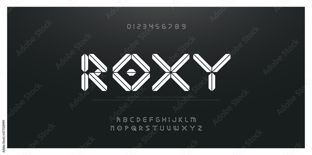 Abstract technology font, number alphabet type. techno and fashion ...