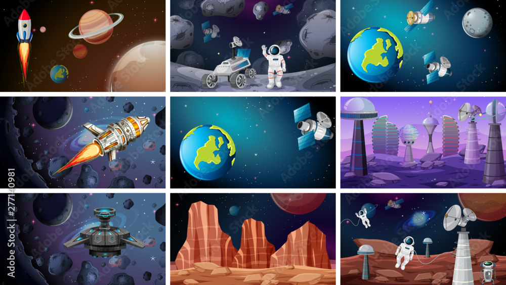 Scenes of space backgrounds Stock Vector | Adobe Stock