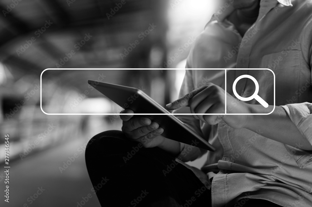 businessman using Searching Browsing Internet find what they are ...