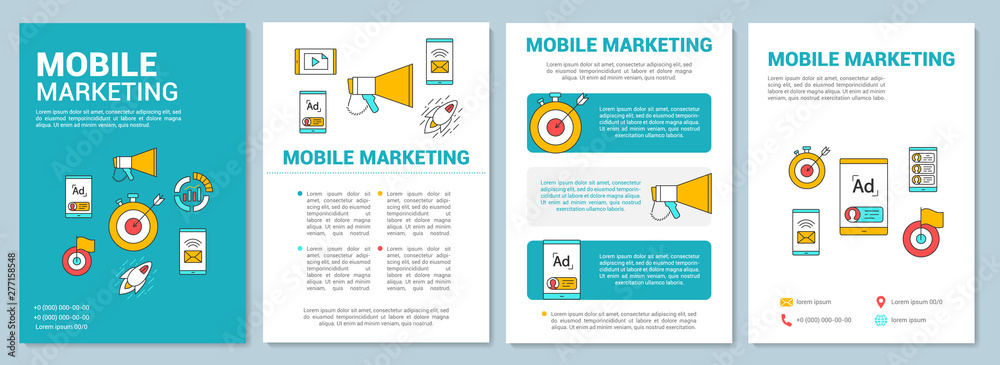 Mobile marketing brochure template layout. Target audience advertising ...