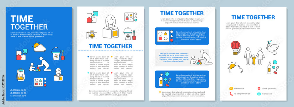 Time together brochure template layout. Kids games. Walk in park. Flyer ...