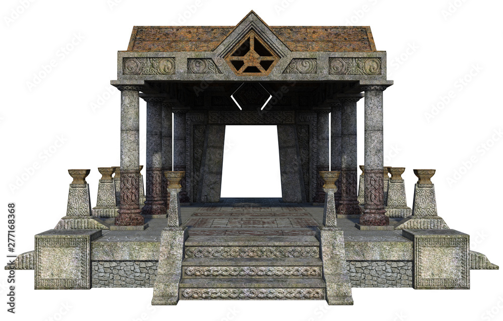 3D rendered Fantasy Temple with Celtic Symbols on White Background - 3D ...