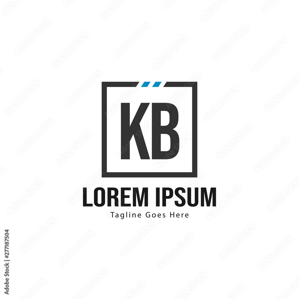 Initial KB logo template with modern frame. Minimalist KB letter logo ...
