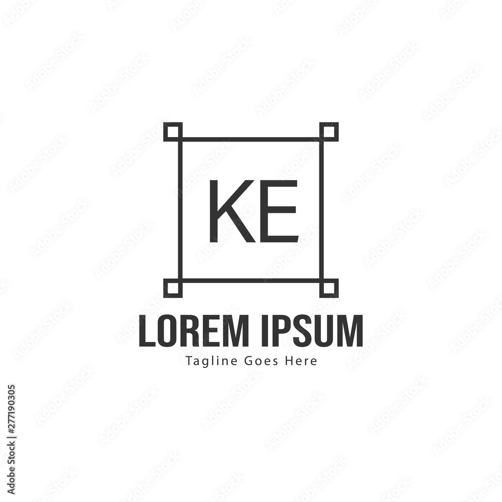 Initial KE logo template with modern frame. Minimalist KE letter logo ...