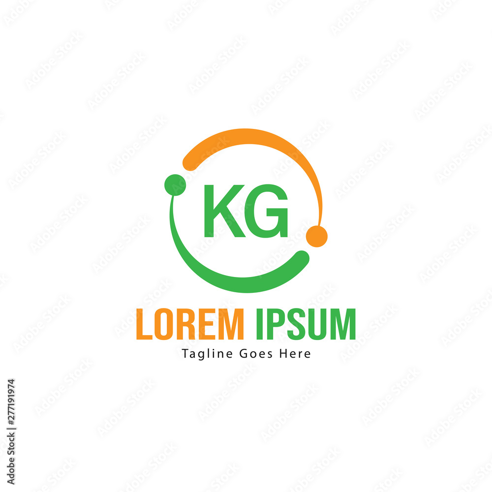 Initial KG logo template with modern frame. Minimalist KG letter logo ...