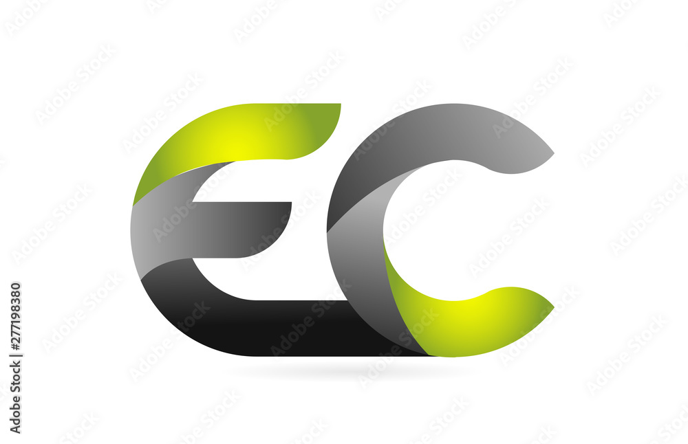 green black alphabet letter EC E C combination logo icon design Stock ...