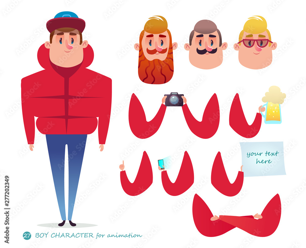 Boy character for your scenes.Parts of body template for design work ...