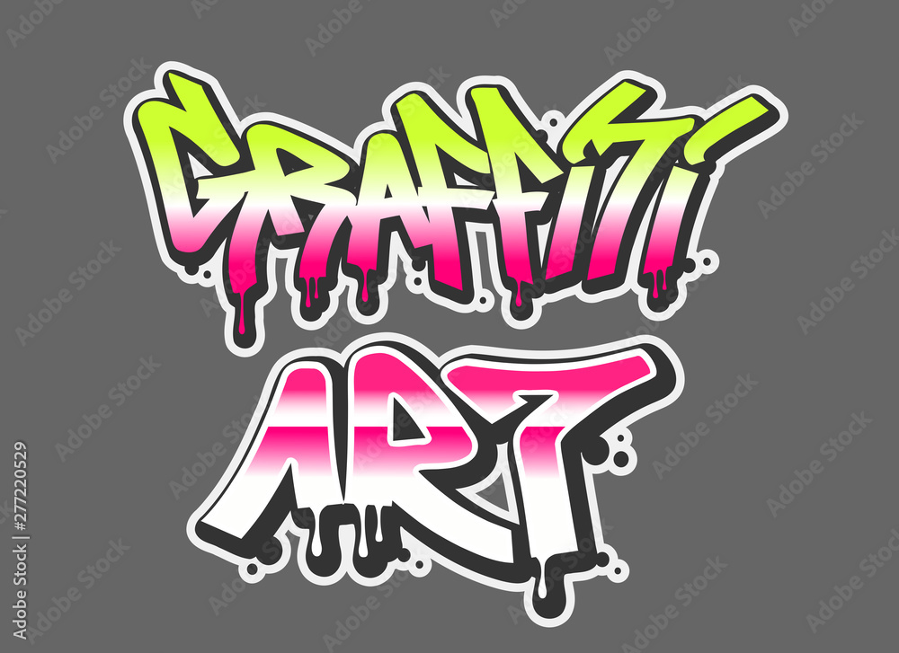 Graffiti Art text in graffiti style vector illustration. Stock Vector ...
