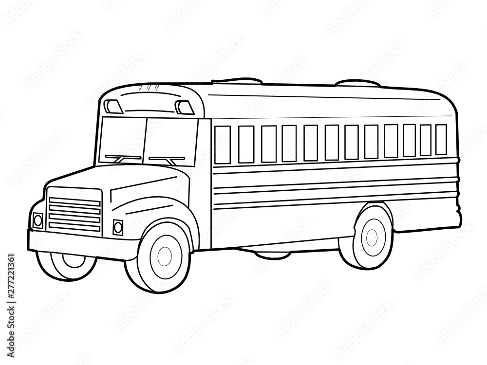 Outline vector illustration of the school bus Stock Vector | Adobe Stock