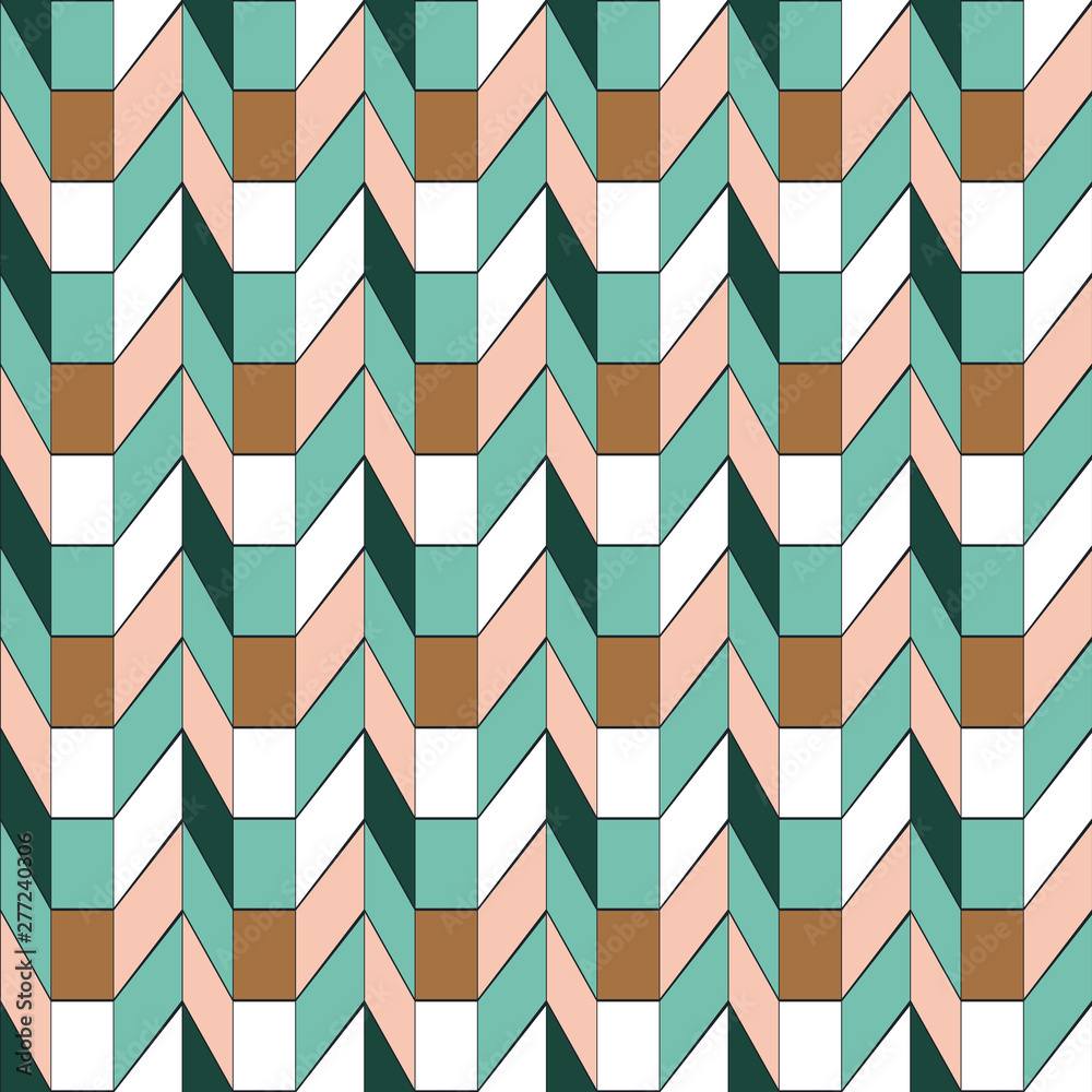 Pink zigzag chevron Seamless Pattern. This is a pink, green, blue, and ...