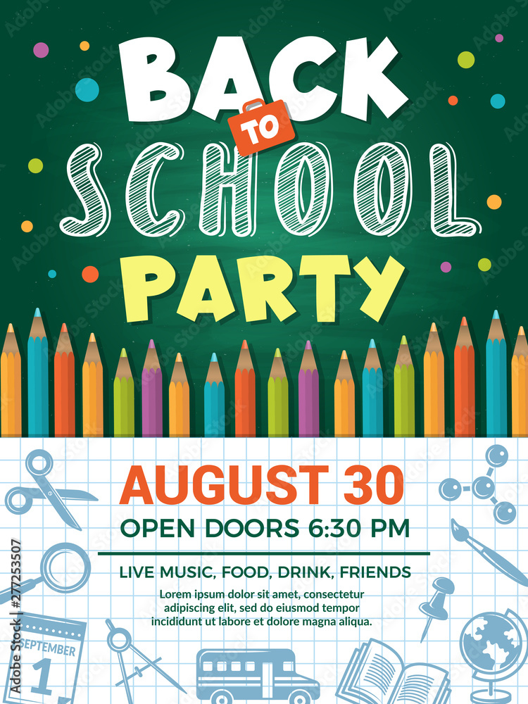 Back to school poster. Design template of school placard or back ...