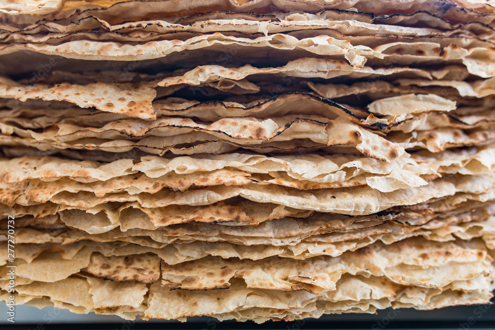 Texture of traditional turkish pide or pita bread. Also known as yufka ...