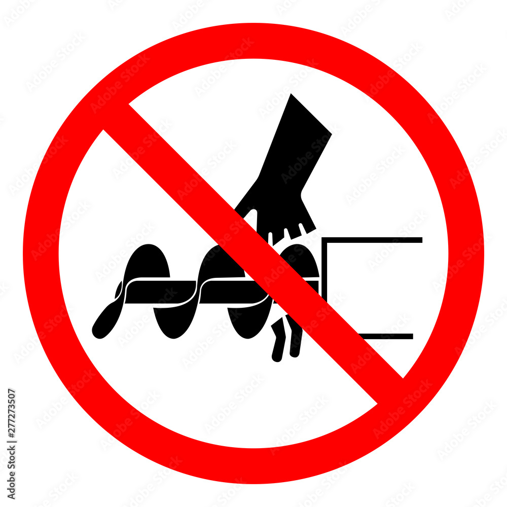 Injury Hazard Cutting of Fingers Or Hand Auger Symbol Sign, Vector ...