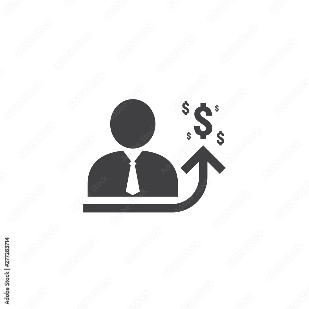 employee salary increase icon on white background with people, arrow up ...