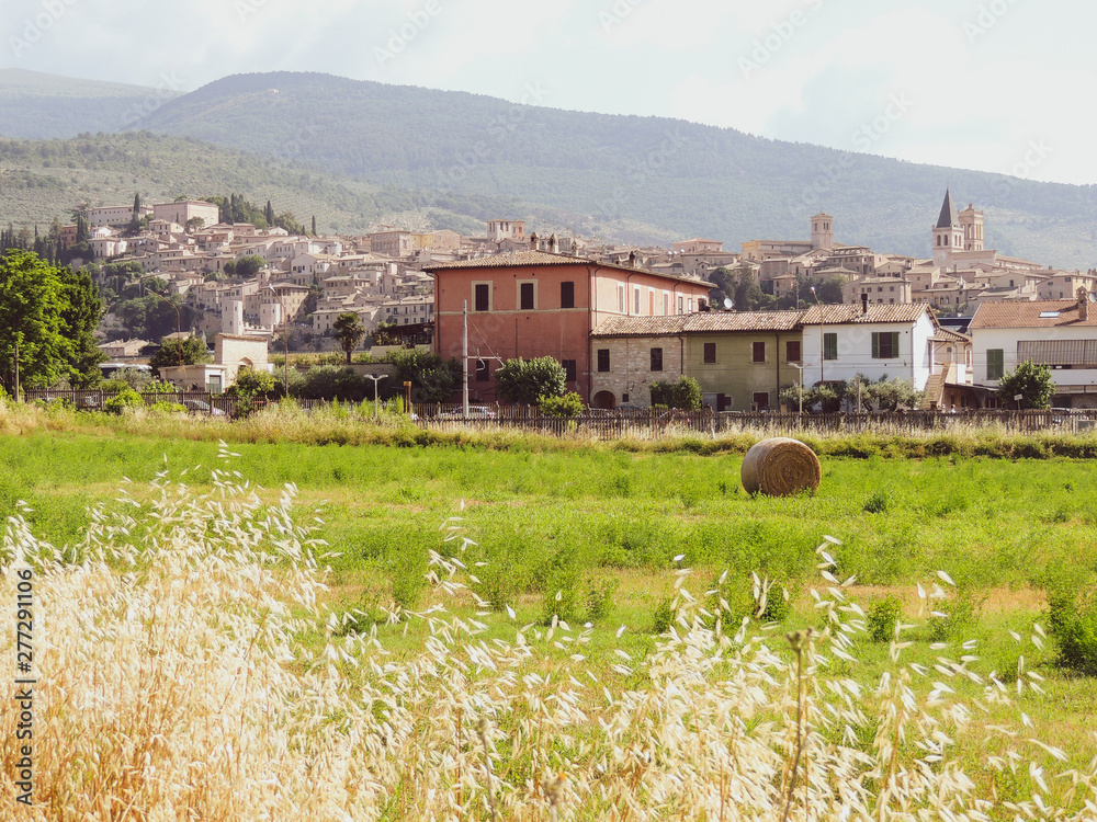 Landscape of Spello, an ancient Italian town known as city of flowers ...