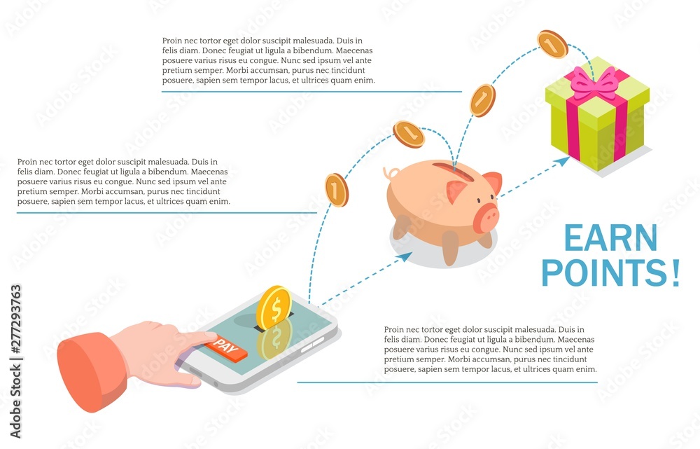 Earn points for purchase diagram, vector flat illustration Stock Vector ...