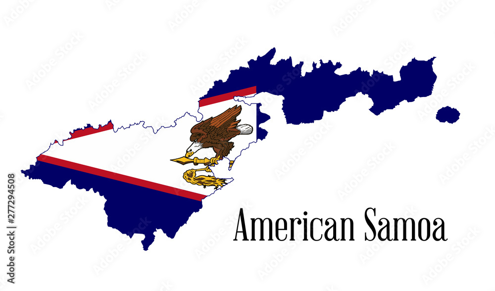 American Samoa Outline Map With Flag Stock Vector | Adobe Stock