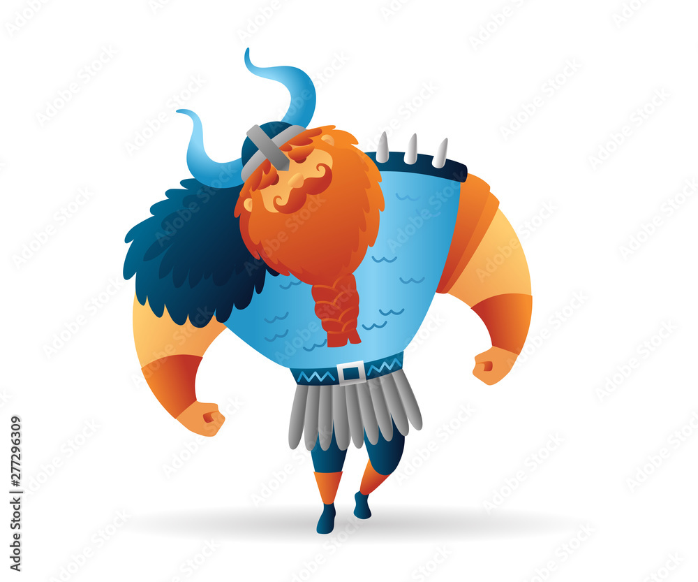 Cartoon viking strong man character. Funny cartoon. Vector illustration ...