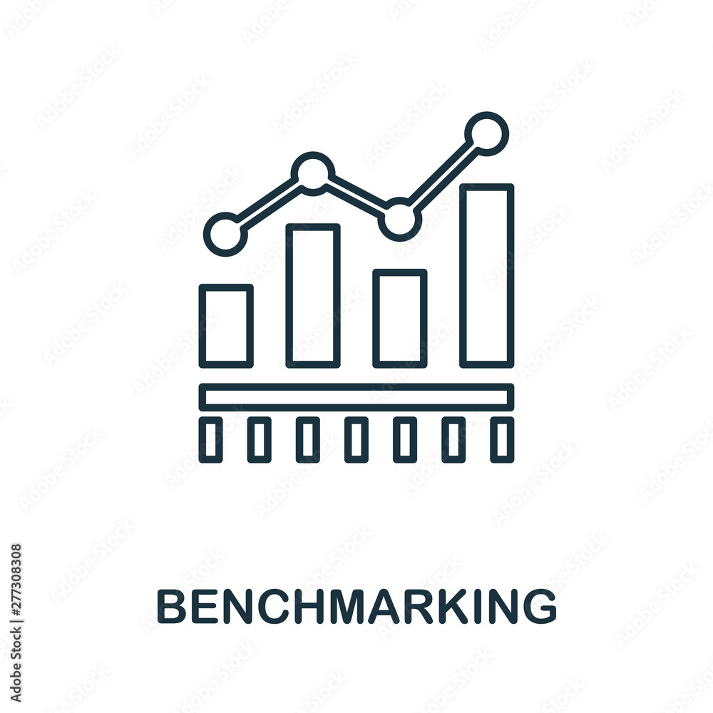 Benchmarking outline icon. Thin line concept element from business ... Benchmarking outline icon. Thin line concept element from business ...