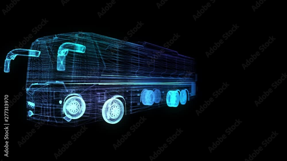 Video Stock City bus. Truck. Glow points and line formation of 3d Model ...