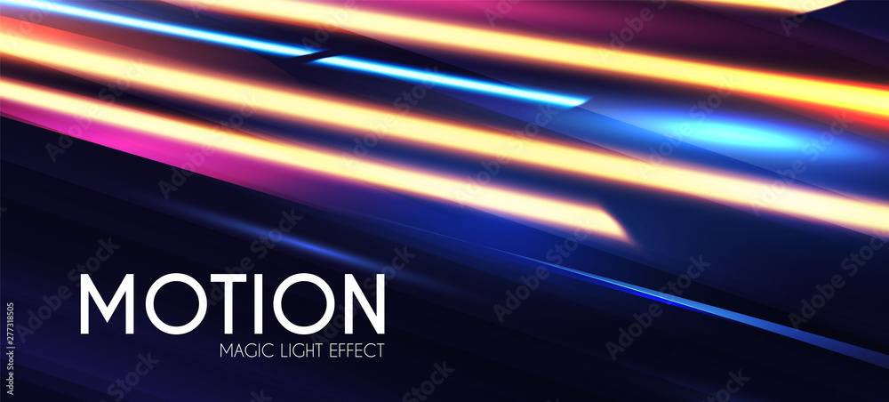 Magic Neon Light Effect. Motion Beam Design. Colorful Futuristic Space ...