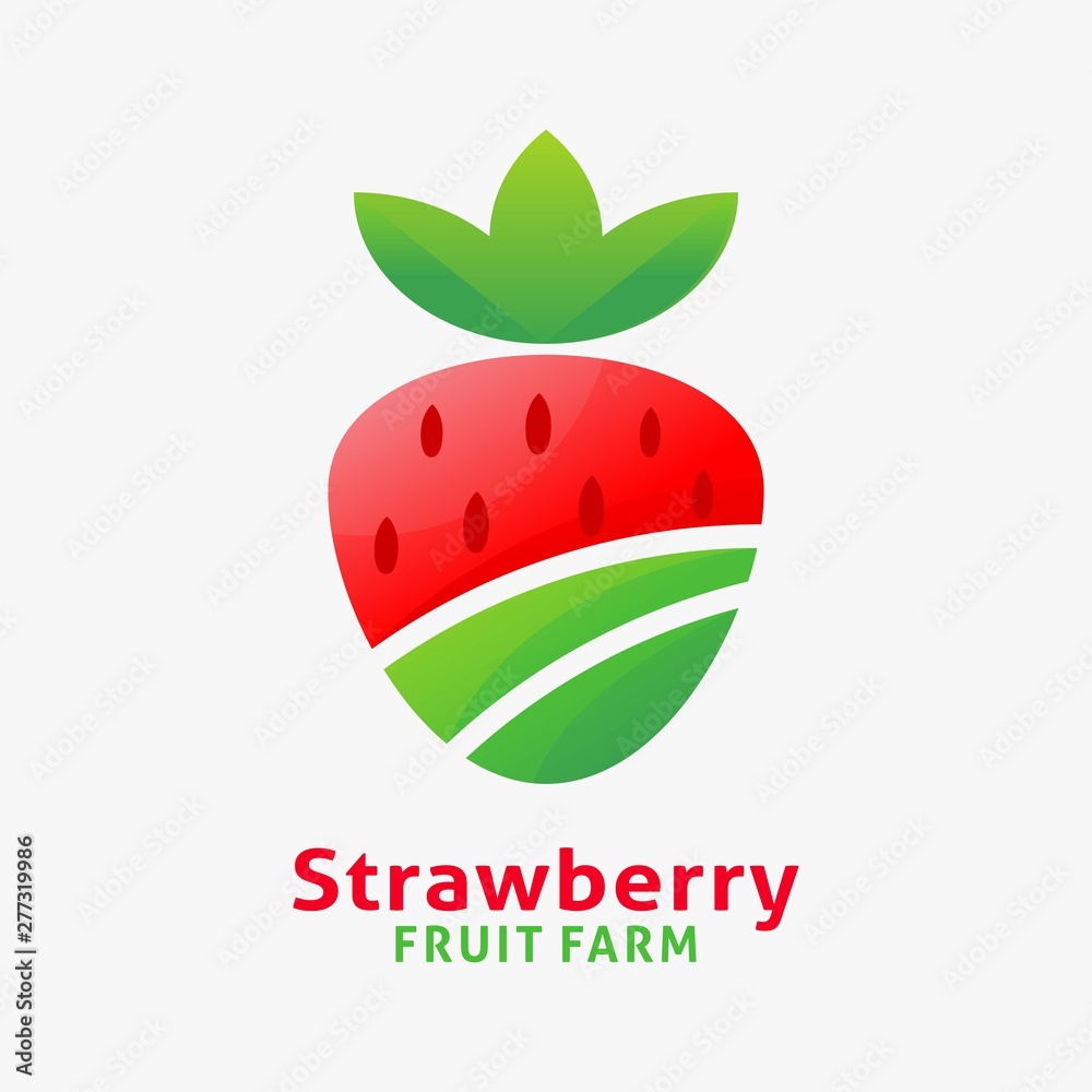 Strawberry fruit farm logo design Stock Vector | Adobe Stock