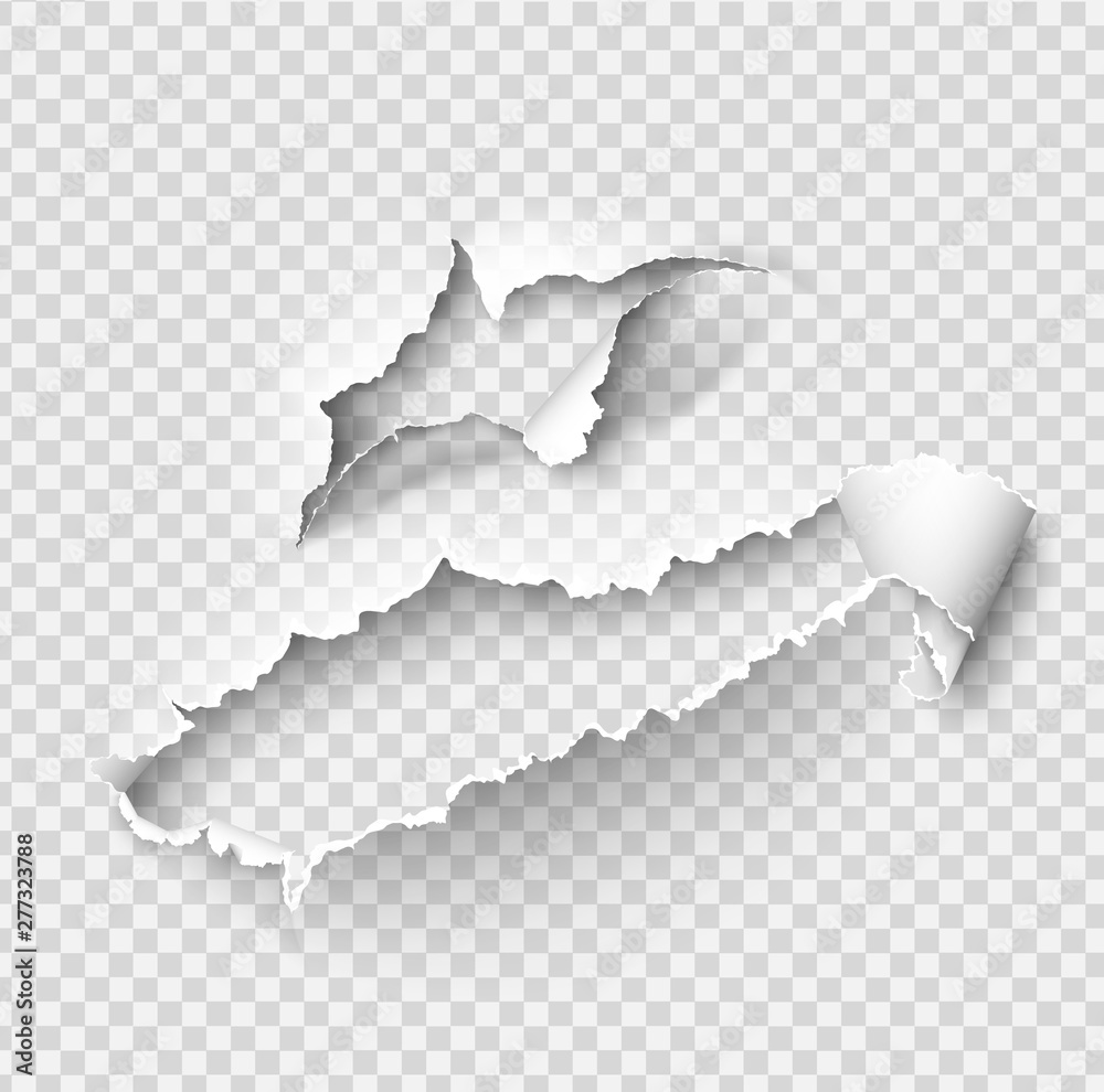 Torn ripped paper vector template, sides with ripped edges on realistic ...