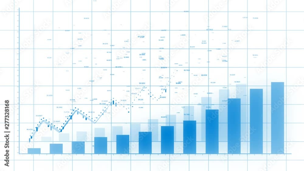 4k HUD graph and bar stats,Stock market business data visualization ...