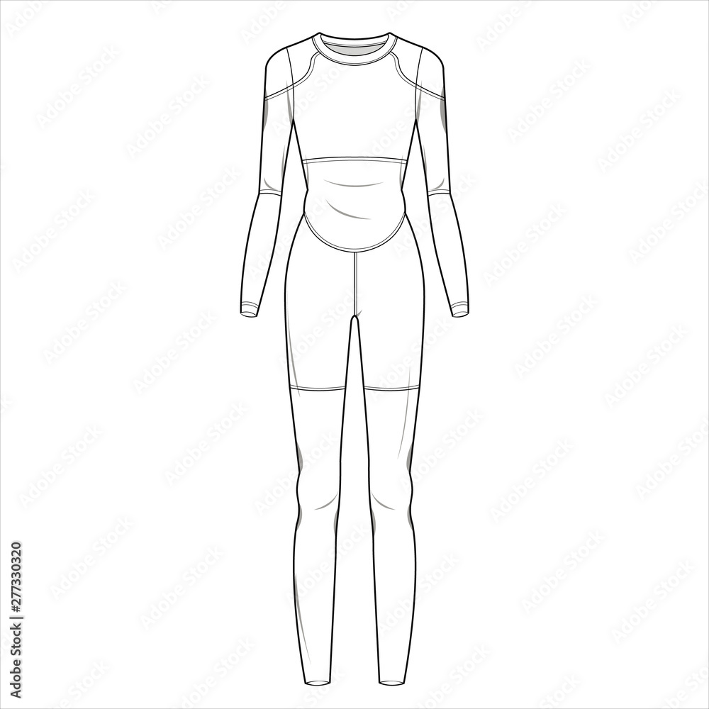 Bodysuit fashion flat sketch template Stock 벡터 | Adobe Stock
