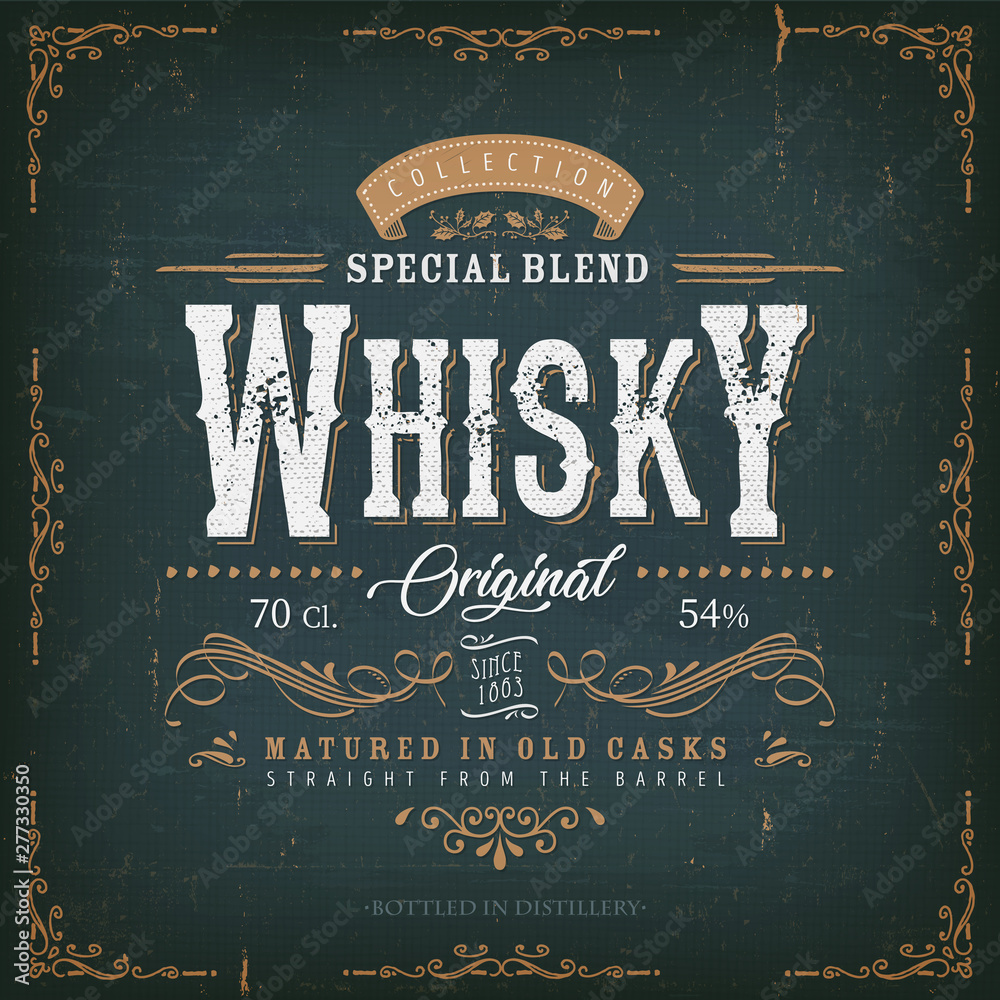 Vintage Whisky Label For Bottle/ Illustration of a vintage design ...