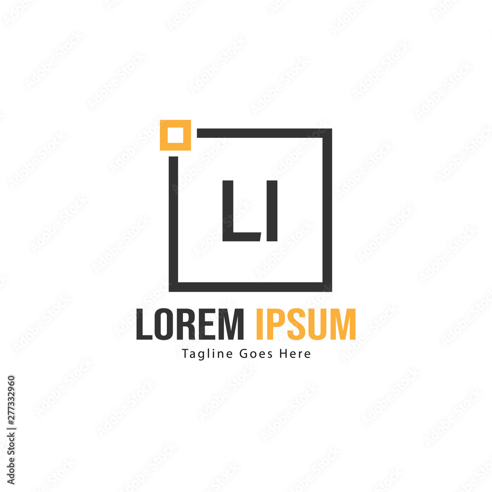 Initial LI logo template with modern frame. Minimalist LI letter logo ...