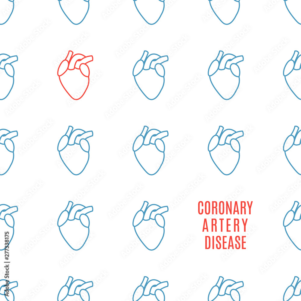 Coronary artery heart disease awareness poster made in linear style on ...
