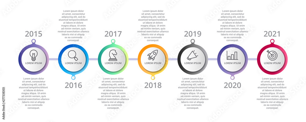 timeline Infographic template with icons options or steps . circle ...
