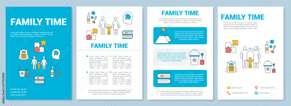 Family time brochure template layout. Kids games. Walk in park. Flyer ...