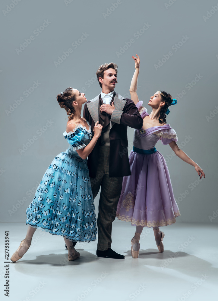 Beauty and grace. Beautiful contemporary ballroom dancers isolated on ...