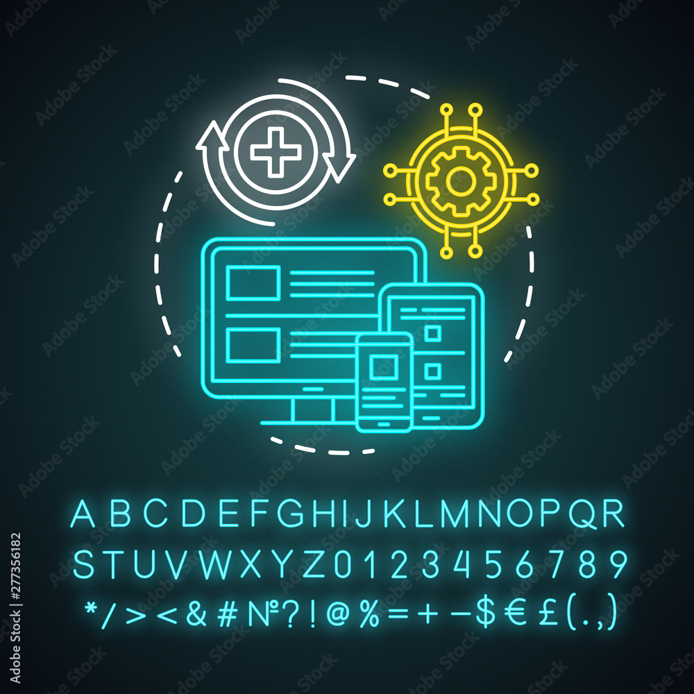 Seamless integration concept neon light icon. Referral marketing tools ...