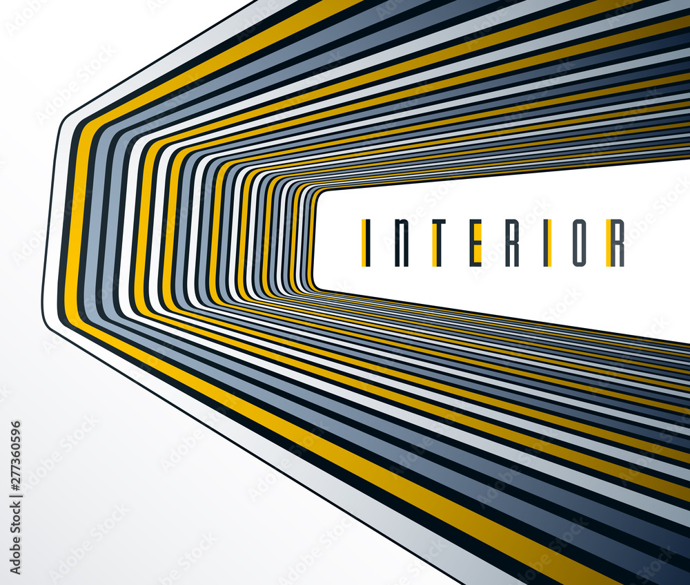 Abstract 3D trendy modern lines in perspective vector background ...
