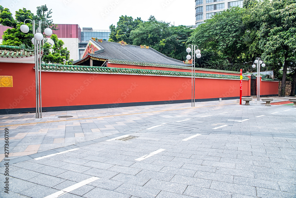 Red Wall and Street Scenery of Ancient Architecture of Foshan Ancestral ...
