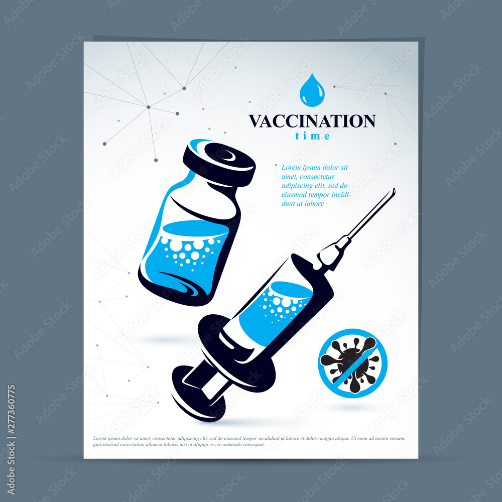 Scheduled vaccination theme presentation flyer. Vector graphic ...