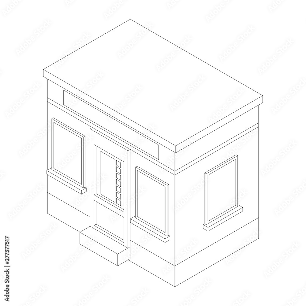 Vector outline of a small minimalstic building Stock Vector | Adobe Stock