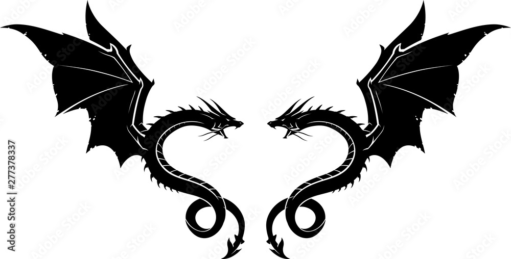 Black Dragon Attack Stock Vector | Adobe Stock