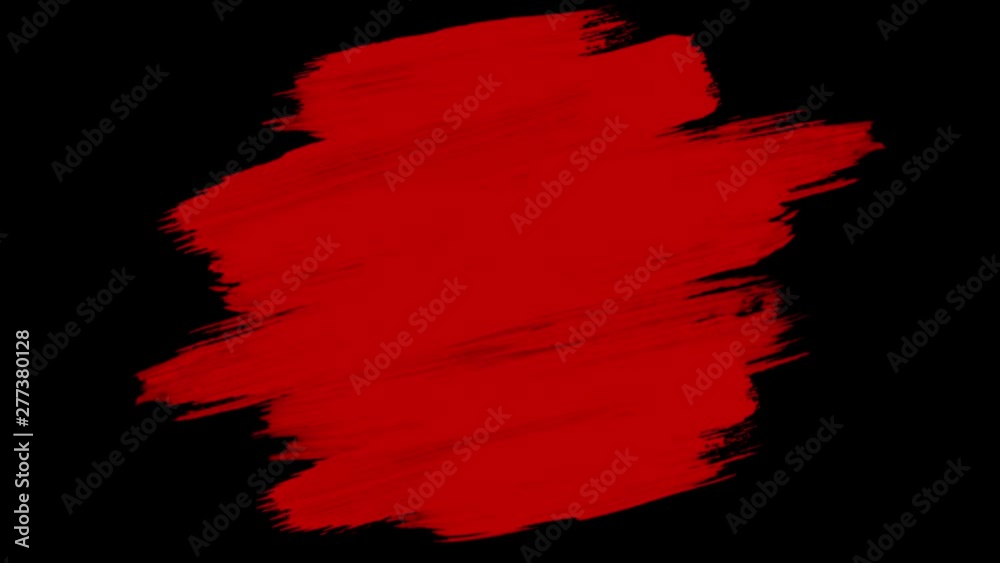 Stain of blood red paint, abstract CG animation of brush strokes ...